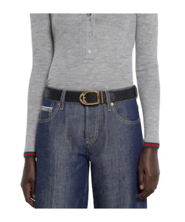 Gucci Leather Belt With Stirrup Buckle
