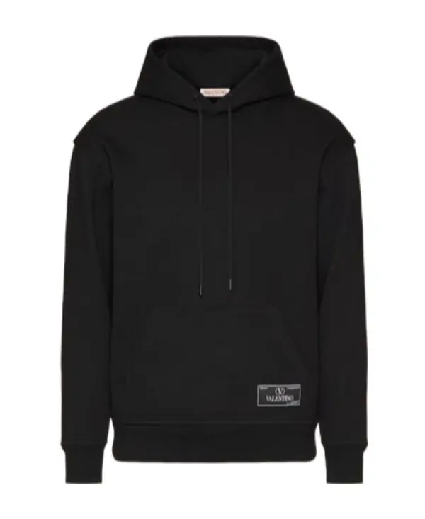Valentino Garavani Logo Patch Drawstring Hoodie