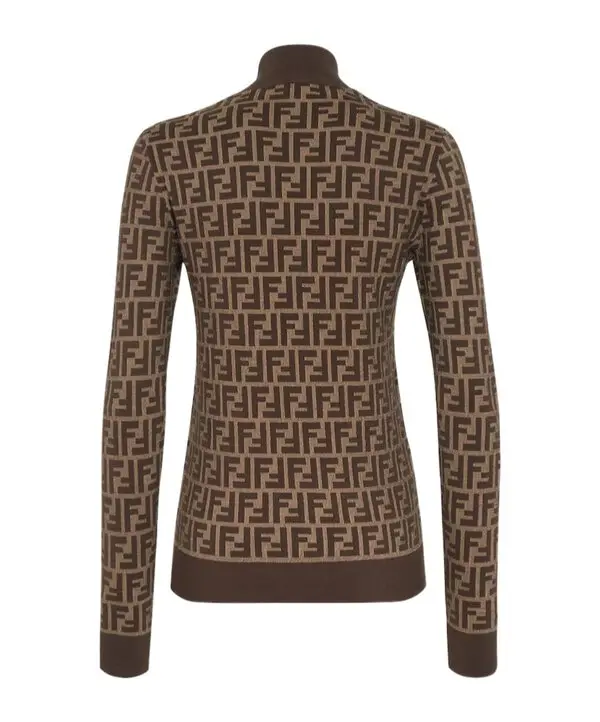 Fendi Monogrammed Knitted Jumper - Brown