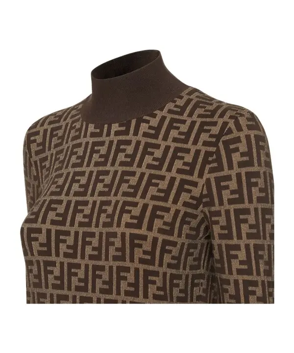 Fendi Monogrammed Knitted Jumper - Brown