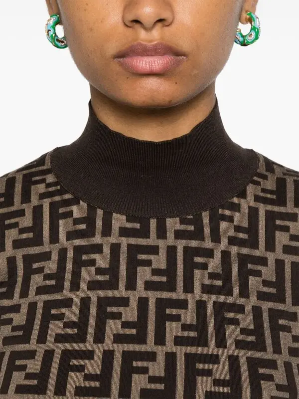 Fendi Monogrammed Knitted Jumper - Brown