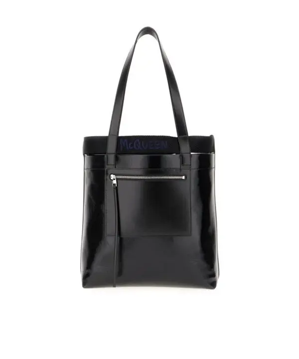 Alexander McQueen Logo Printed Tote Bag - Black