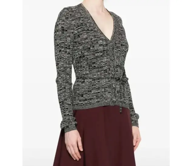 Dries Van Noten V-neck Long-sleeve Knitted Cardigan With Drawstring
