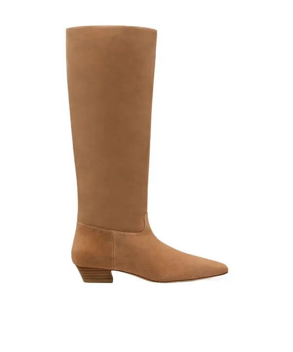 STUART WEITZMAN Stassi Pointed Toe Zip Up Boots - Brown