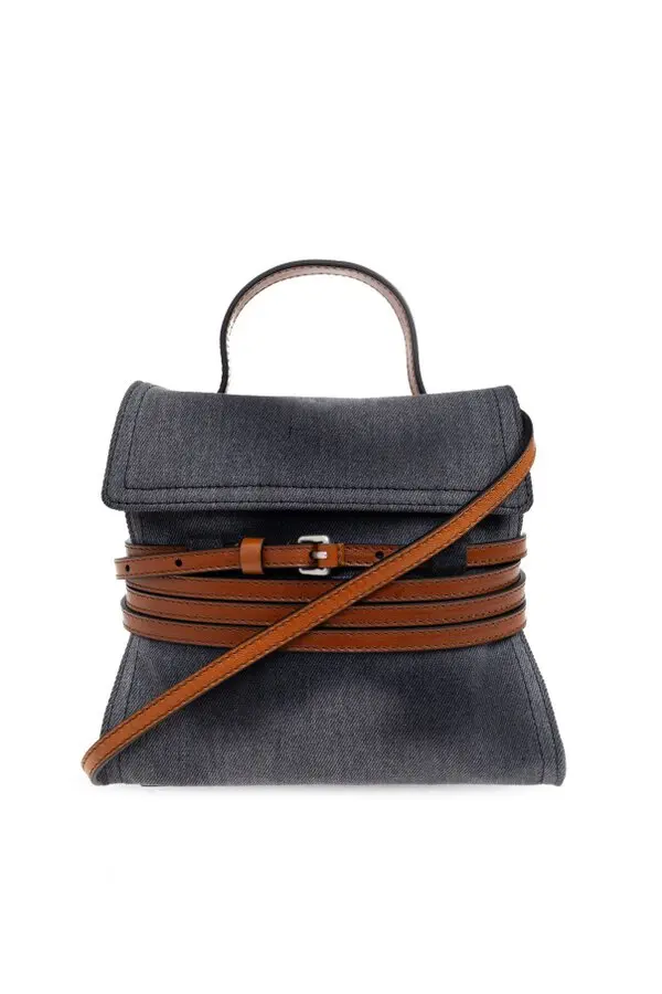 Moschino Tie Me Belted Mini Top Handle Bag - Black