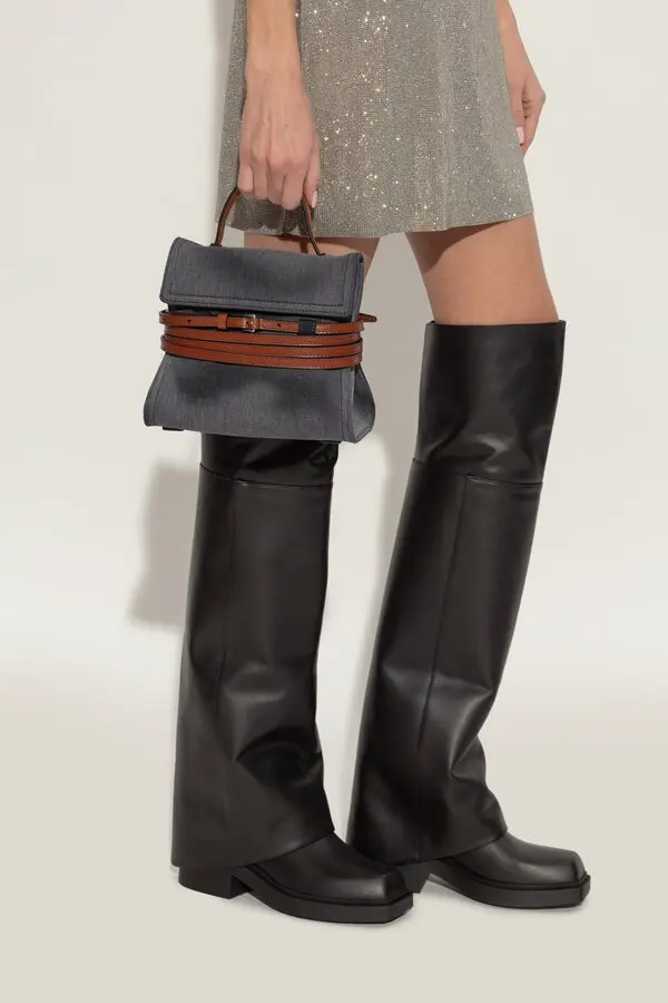 Moschino Tie Me Belted Mini Top Handle Bag - Black