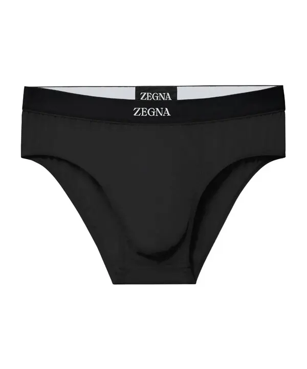 Zegna Logo Waist-edge Panties - Black