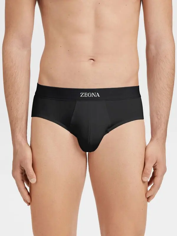 Zegna Logo Waist-edge Panties - Black