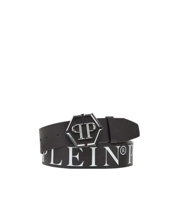 Philipp Plein Hexagon Logo Buckle Belt - Black