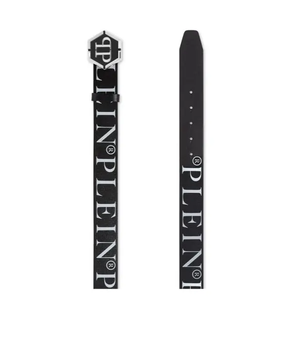 Philipp Plein Hexagon Logo Buckle Belt - Black