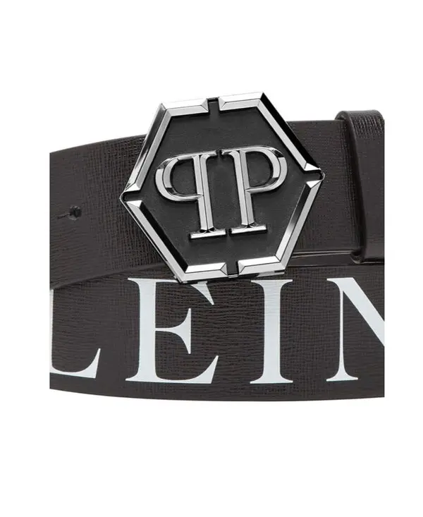Philipp Plein Hexagon Logo Buckle Belt - Black