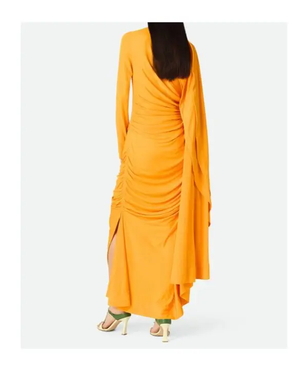 Bottega Veneta Viscose Jersey Draped Dress - Orange