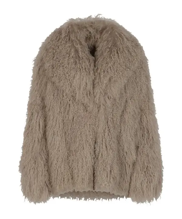 YVES SALOMON Textured Faux Fur Coat