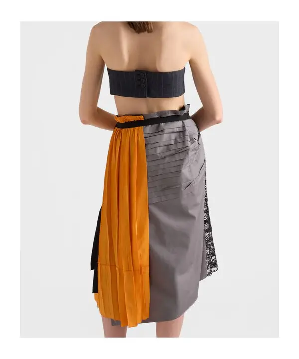 Prada Asymmetrical Floral Lace Midi Skirt - Orange