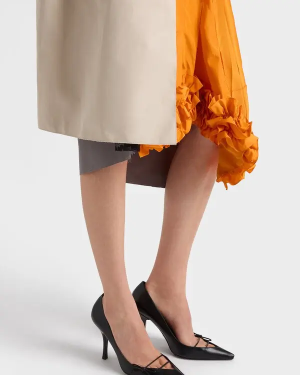 Prada Asymmetrical Floral Lace Midi Skirt - Orange