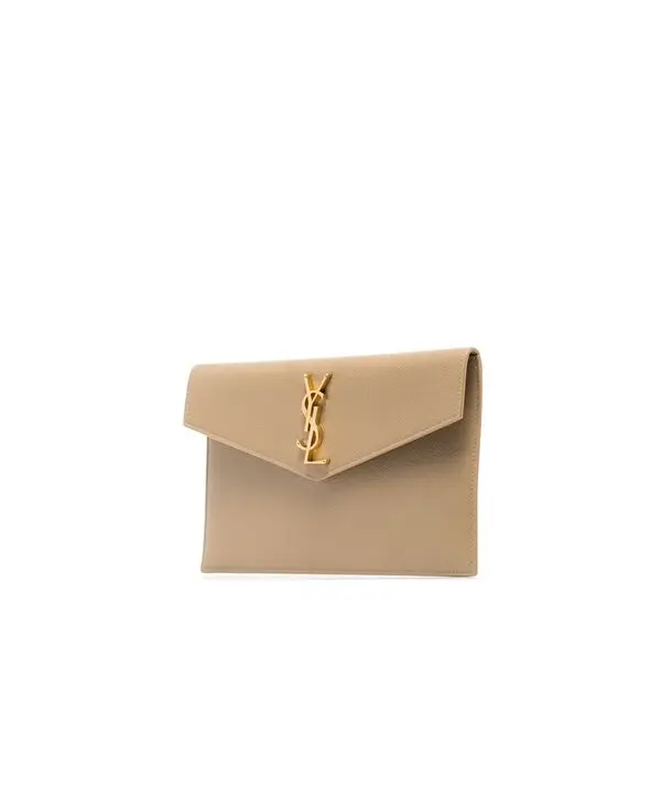 Saint Laurent Uptown Logo Plaque Foldover Clutch Bag