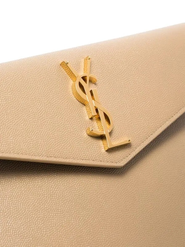 Saint Laurent Uptown Logo Plaque Foldover Clutch Bag