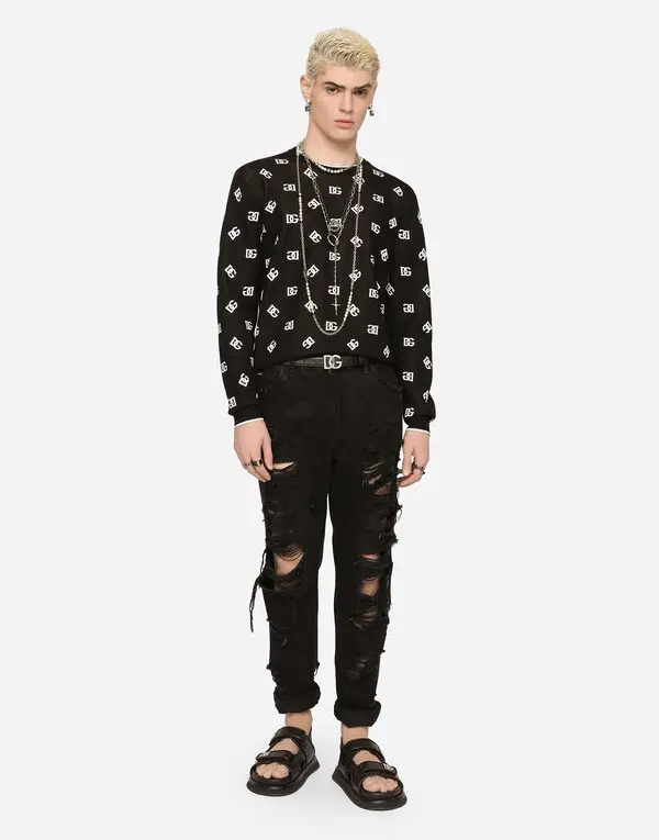 Dolce & Gabbana Dg Intarsia Knit Crewneck Sweater