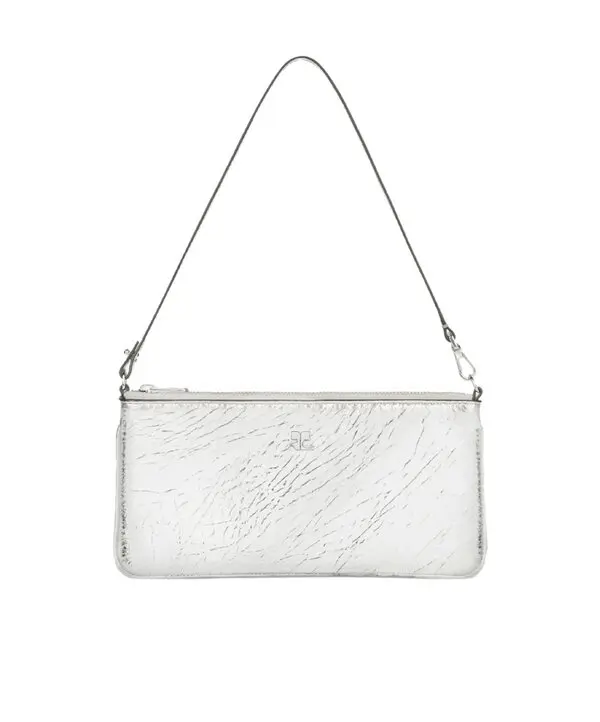 COURREGES Zipped Top Handle Shoulder Bag - Silver
