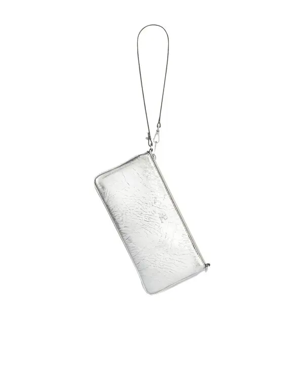 COURREGES Zipped Top Handle Shoulder Bag - Silver