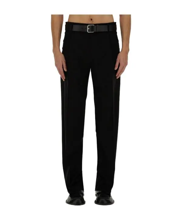 Moschino Pleated Front Casual Pants With Pockets And Belt Detail - Black