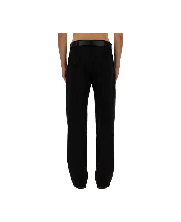 Moschino Pleated Front Casual Pants With Pockets And Belt Detail - Black