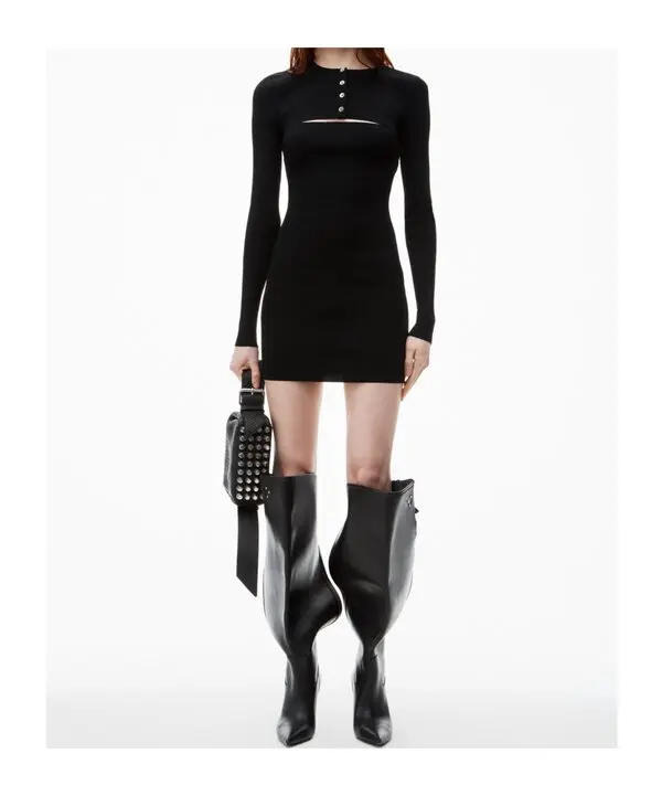 Alexander Wang Ribbed Knit Cut-out Mini Dress