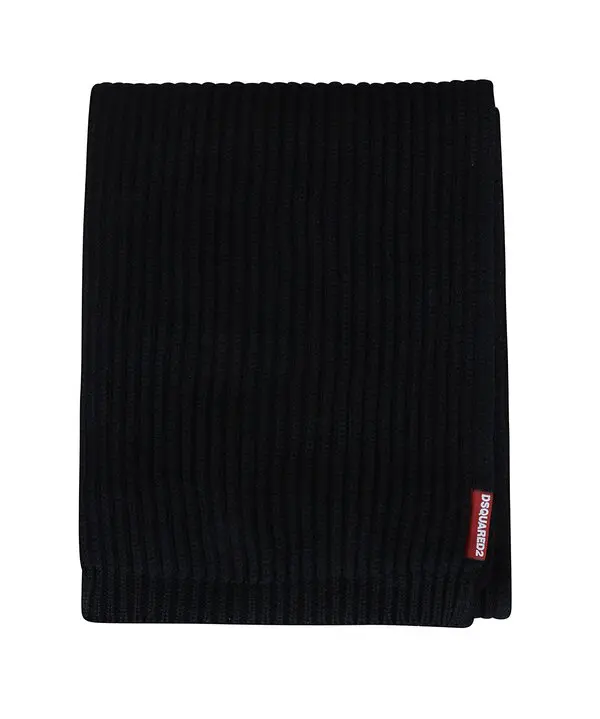 Dsquared2 Ribbed Beanie And Scarf Set - Black