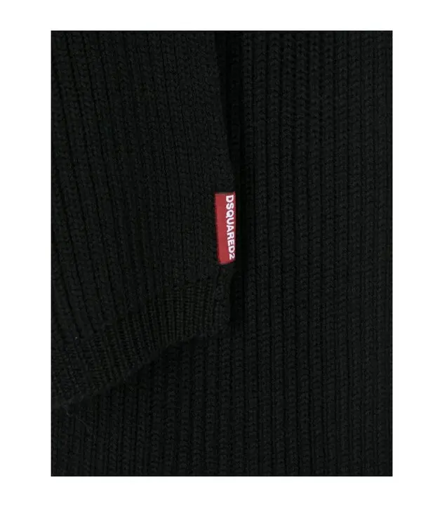 Dsquared2 Ribbed Beanie And Scarf Set - Black