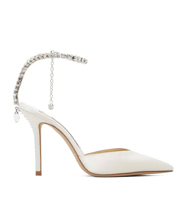 JIMMY CHOO Saeda 100 Embellished Stiletto Sandals - Ivory White/crystal