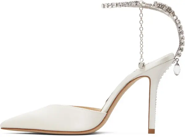 JIMMY CHOO Saeda 100 Embellished Stiletto Sandals - Ivory White/crystal