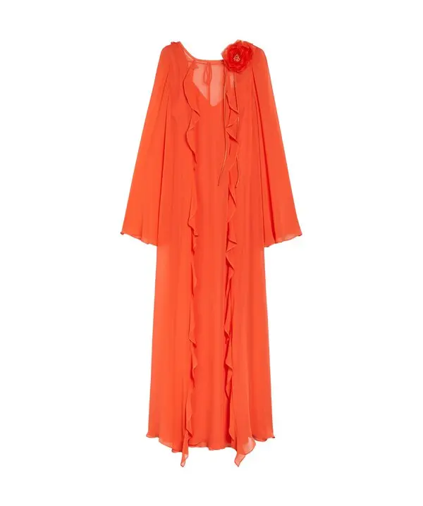 Max Mara Georgette Ruffle Maxi Dress