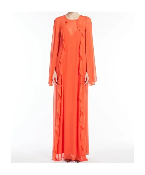 Max Mara Georgette Ruffle Maxi Dress