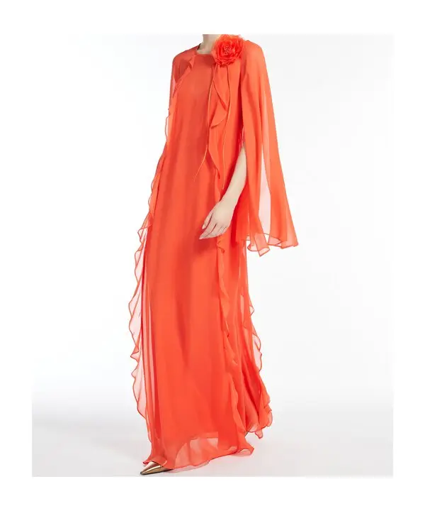 Max Mara Georgette Ruffle Maxi Dress