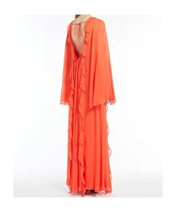 Max Mara Georgette Ruffle Maxi Dress