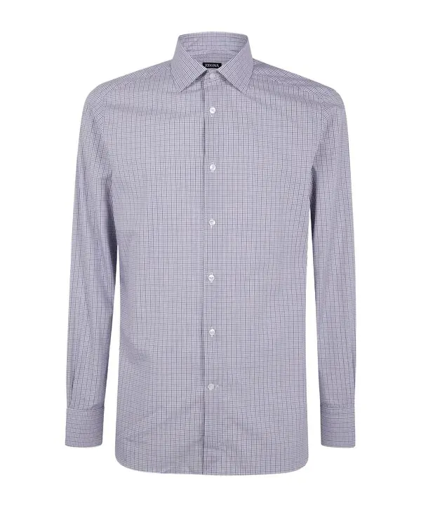 Zegna Checked Buttoned Shirt - Gray