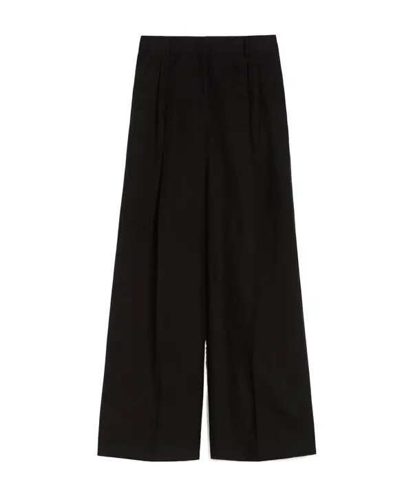 Max Mara Viscose And Linen Wide-leg Trousers - Black