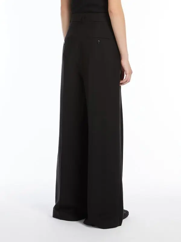 Max Mara Viscose And Linen Wide-leg Trousers - Black