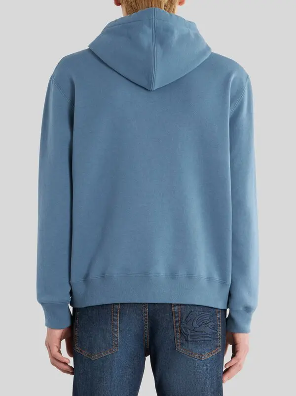 Etro Logo Embroidered Drawstring Hoodie - Blue