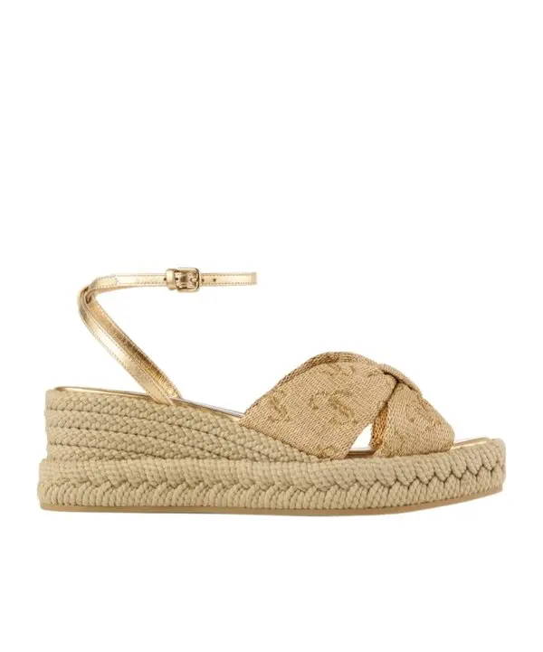 JIMMY CHOO Aella Braided Wedge Sandals - Goldmix