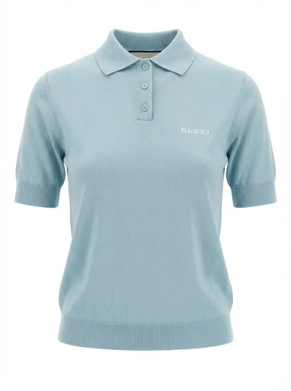Gucci Regular Fit Short-sleeved Polo Shirt With Logo - Light Blue