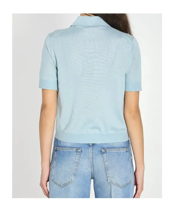 Gucci Regular Fit Short-sleeved Polo Shirt With Logo - Light Blue