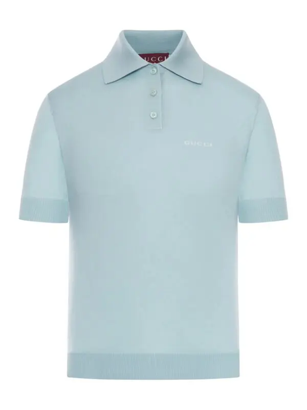 Gucci Regular Fit Short-sleeved Polo Shirt With Logo - Light Blue