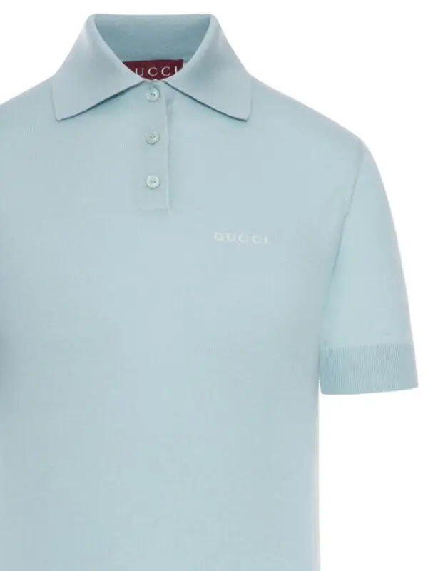 Gucci Regular Fit Short-sleeved Polo Shirt With Logo - Light Blue