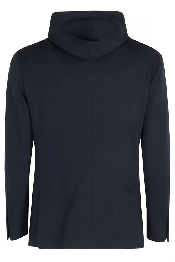 Eleventy Detachable Hood Zipped Jacket - Black