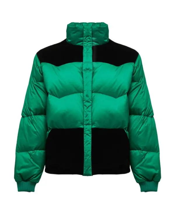 Marni Ripstop Down Jacket With Velvet Inlays - Green