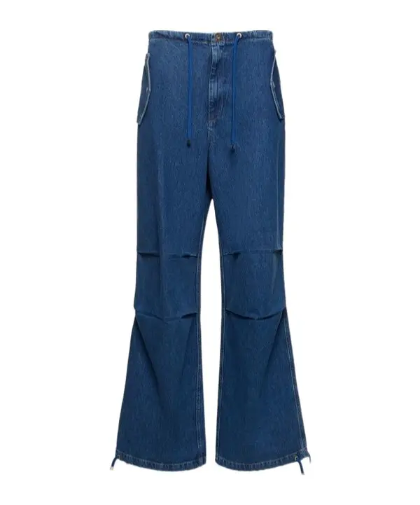 DION LEE Wide-leg Denim Trousers With Elastic Waist