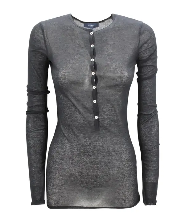Soeur Long-sleeved T-shirt With Button-down Front