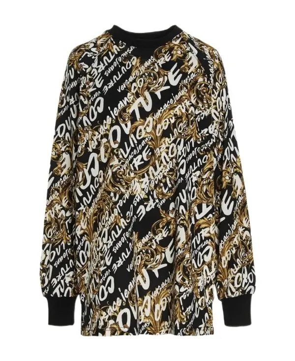 Versace Barocco Logo Print Long Sleeve Dress