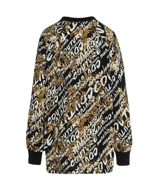 Versace Barocco Logo Print Long Sleeve Dress